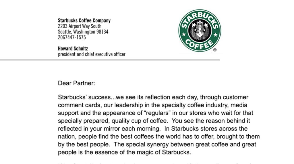 From “Employees” to “Partners” - About Starbucks